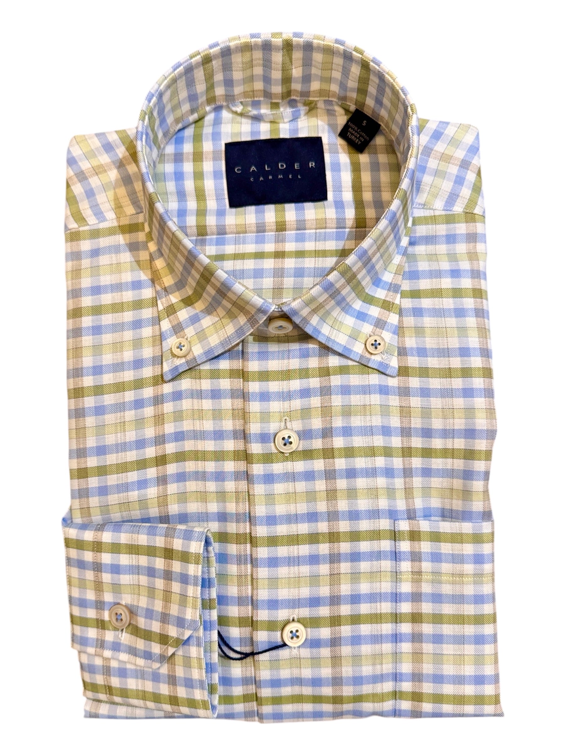 Calder Shirt Luxury Melange Twill Check Olive – Tweed & Vine