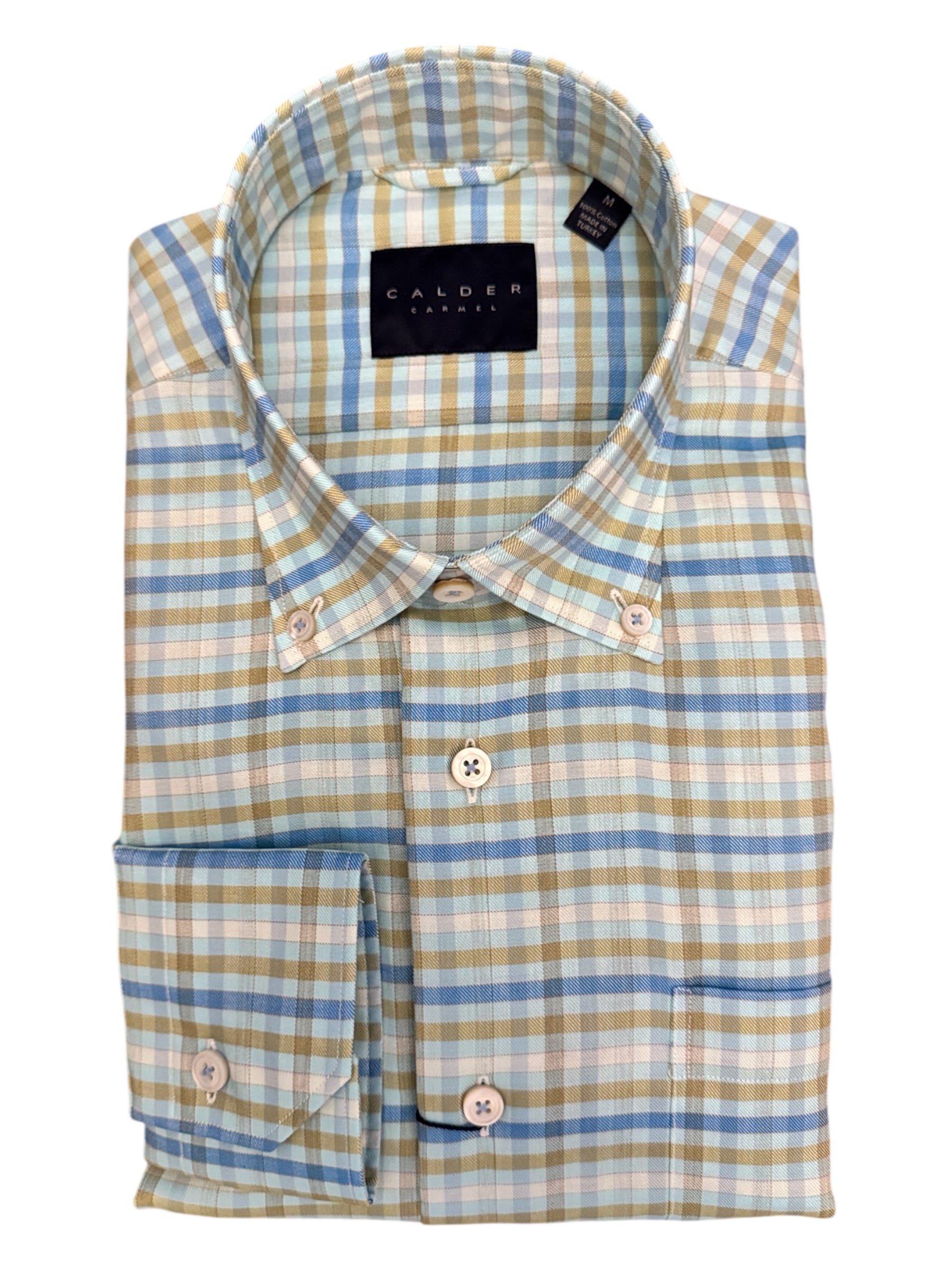 Calder Shirt Luxury Melange Twill Turquoise Check – Tweed & Vine