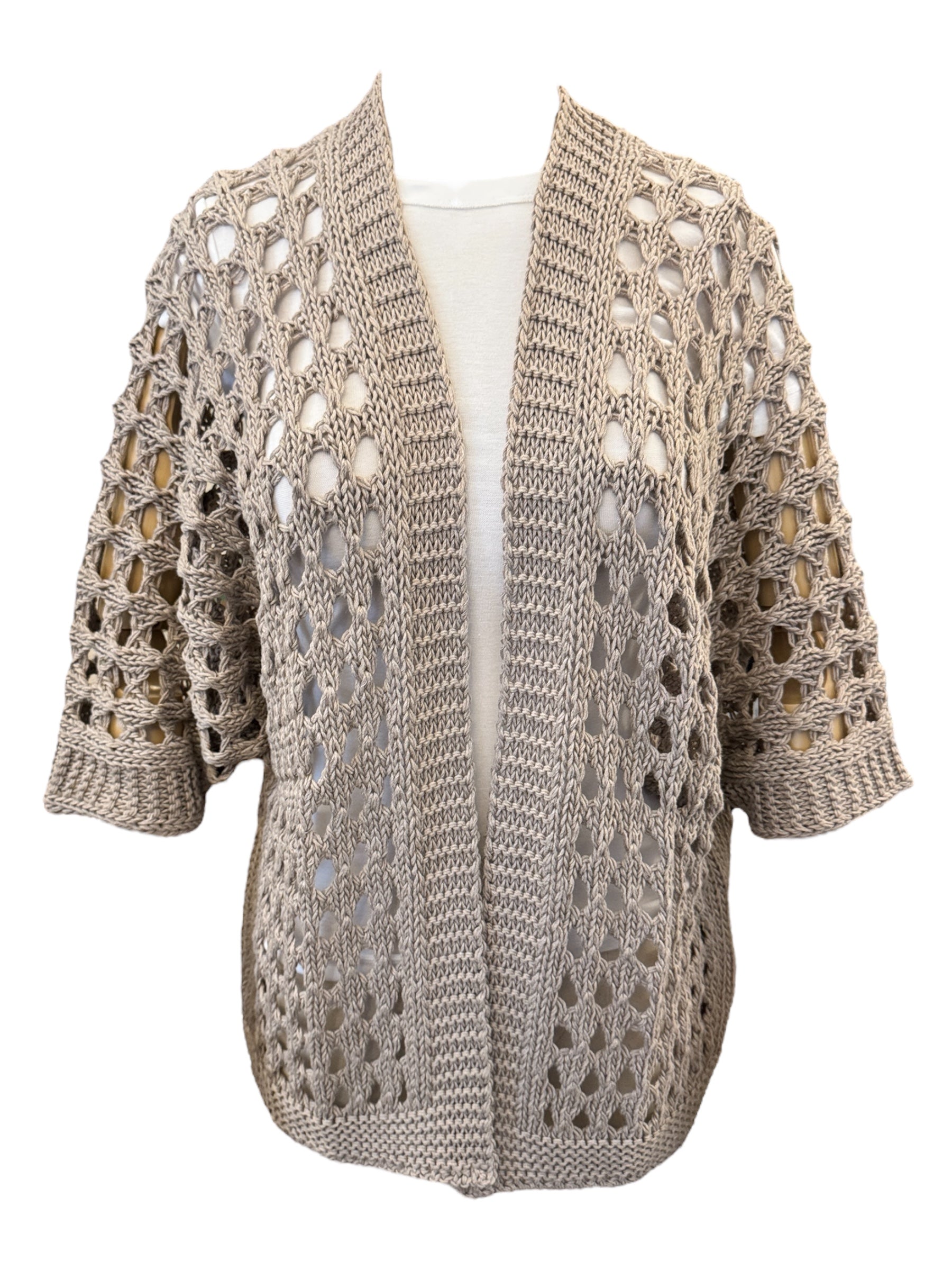 Hubert Gasser Open Weave Cardigan Taupe – Tweed & Vine