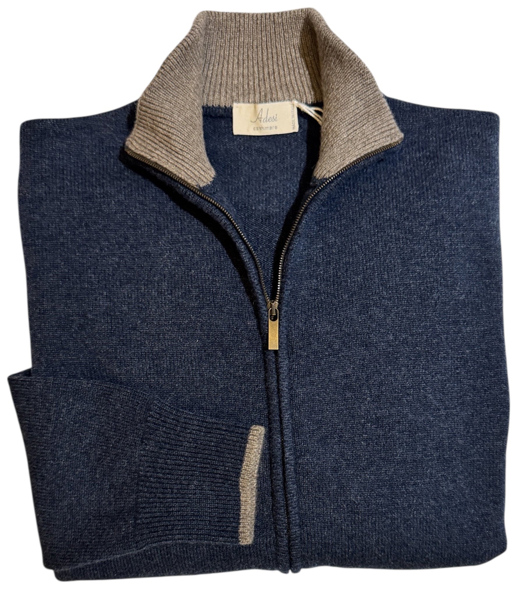 Adesi Cashmere Full Zip Sweater/Jacket Blue – Tweed & Vine