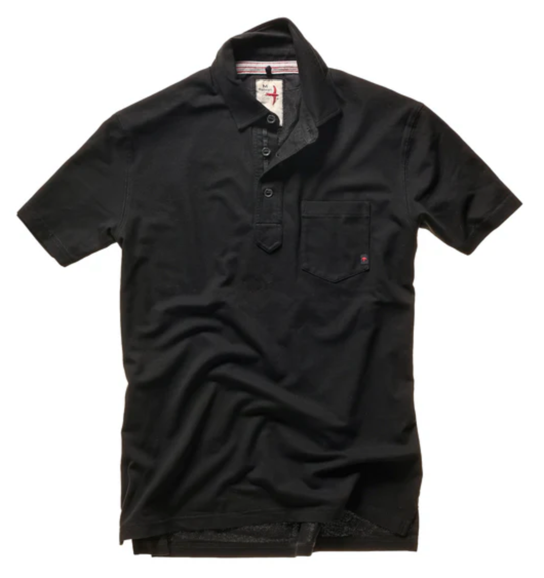 Relwen Pique Slot Polo Black – Tweed & Vine