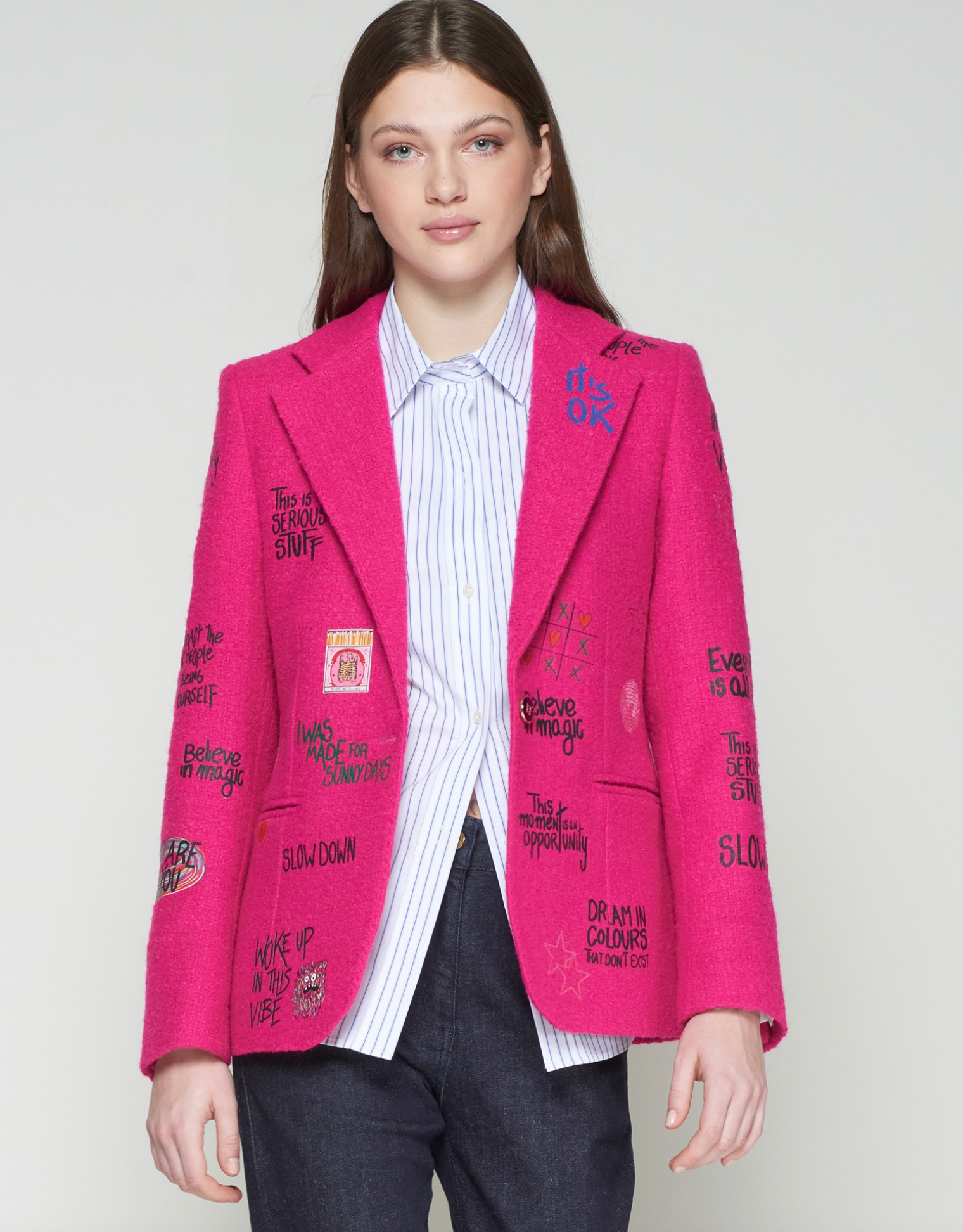 Vilagallo Jacket Helen Graffiti Pink Wool – Tweed & Vine